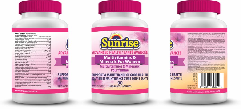Sunrise Advanced Health Multivitamins and Minerals for Women – Capsules ...